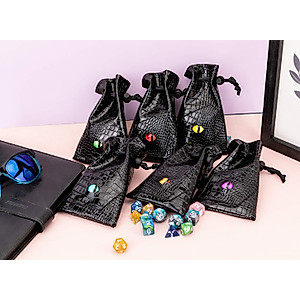 TOYFUL 6 Pack Dice Bags with Eye Design Drawstring Pouch Storage Bag for Game Dices, Coins and Accessories