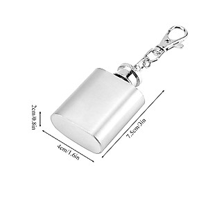 1oz Mini Pocket Wine Bottle Stainless Steel Key Chain Portable Whiskey Liquor Alcohol Bottle Screw Cap Unique Gift Ornament