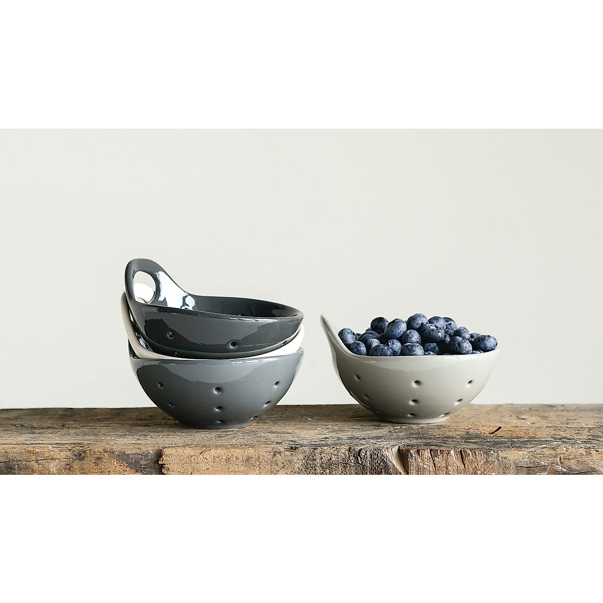 Creative Co-Op Round Stoneware (Set of 4 Colors) Berry Bowls, L x W x H, Multi