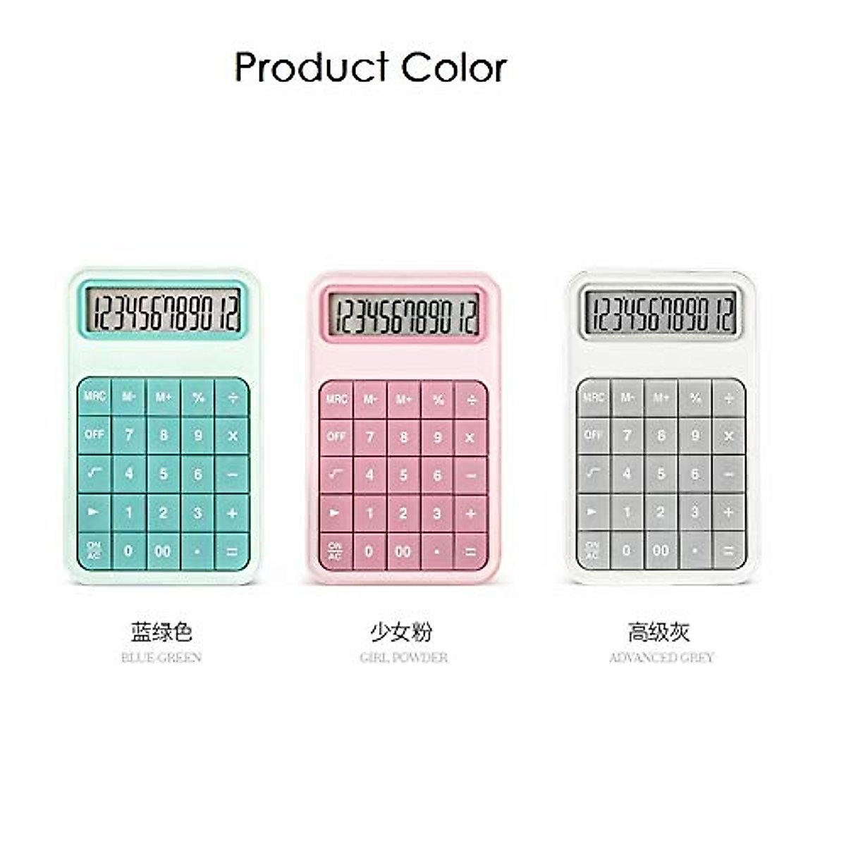 MJWDP 12 Digit Desk Calculator Large Buttons Cute Candy Color Financial Business Accounting Tool Big Buttons Battery (Color : D)