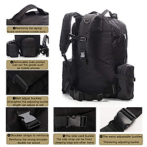 WintMing Military Tactical Backpack 45+10L Army 3 Day Assault Pack Molle Camping Hiking Rucksack Traveling Daypack