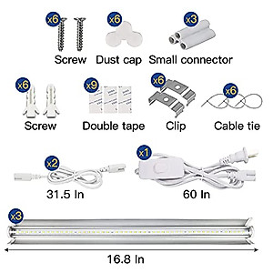 T5 Grow Lights 1.4Ft, 5000K White Full Spectrum LED Plant Growing Lamp Strips for Indoor Plants, Seeds Starting, Succulents, High PPFD with V-Shaped Reflector
