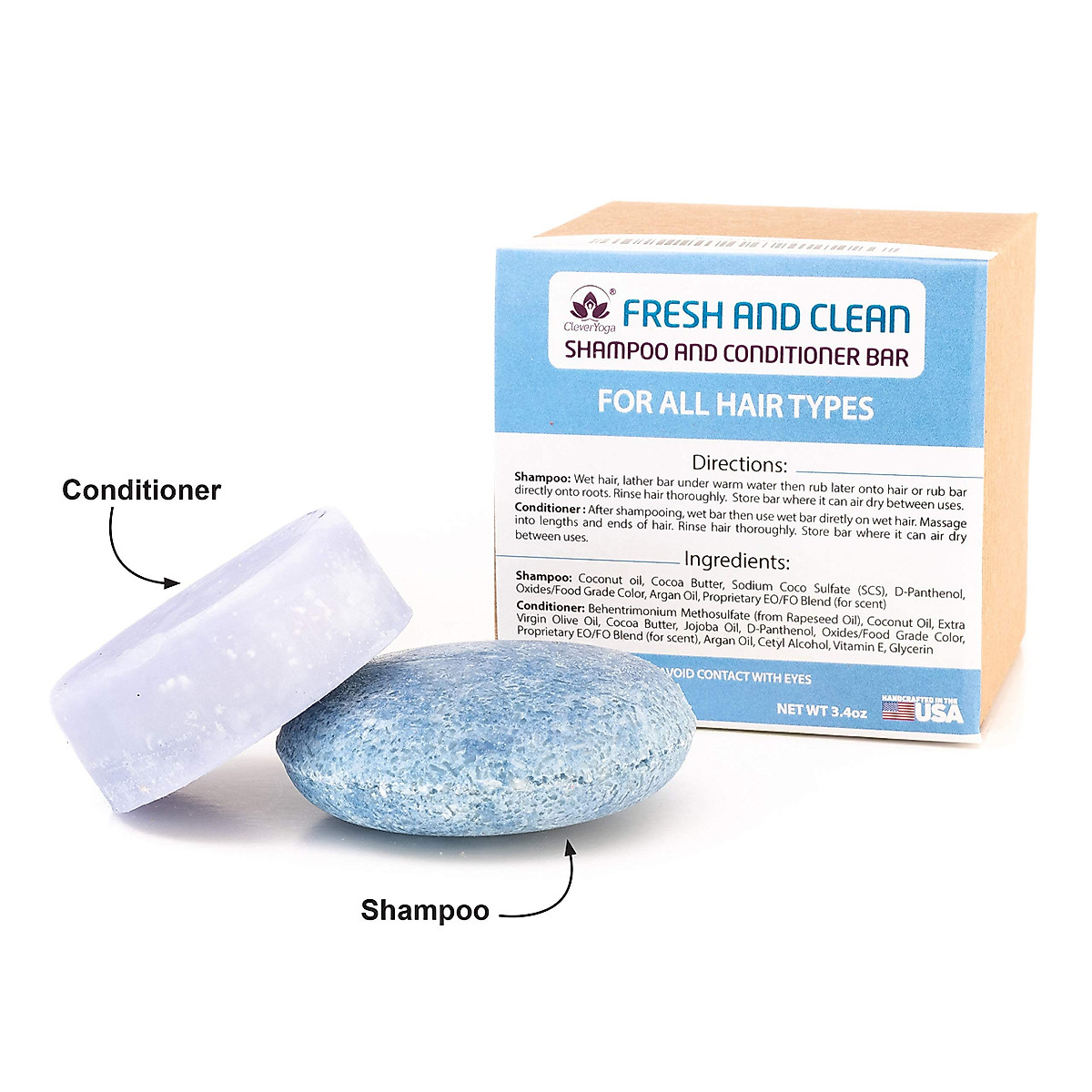 Shampoo and Conditioner Solid Bars 3 Combo Packs - Argan, Citrus and Fresh and Clean