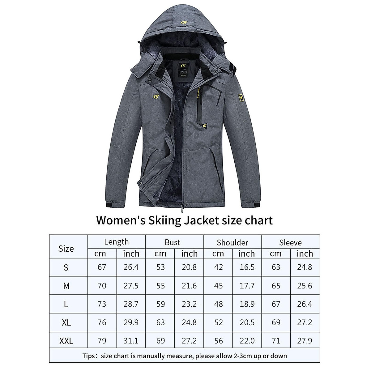 Pdbokew Women's Skiing Snowboarding Jackets Fleece Hood Mountain Snow Coat