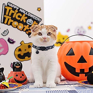 BoomBone Skull Cat Collar Breakaway with Bell,Pack of 2 Safe Halloween Puppy Collars