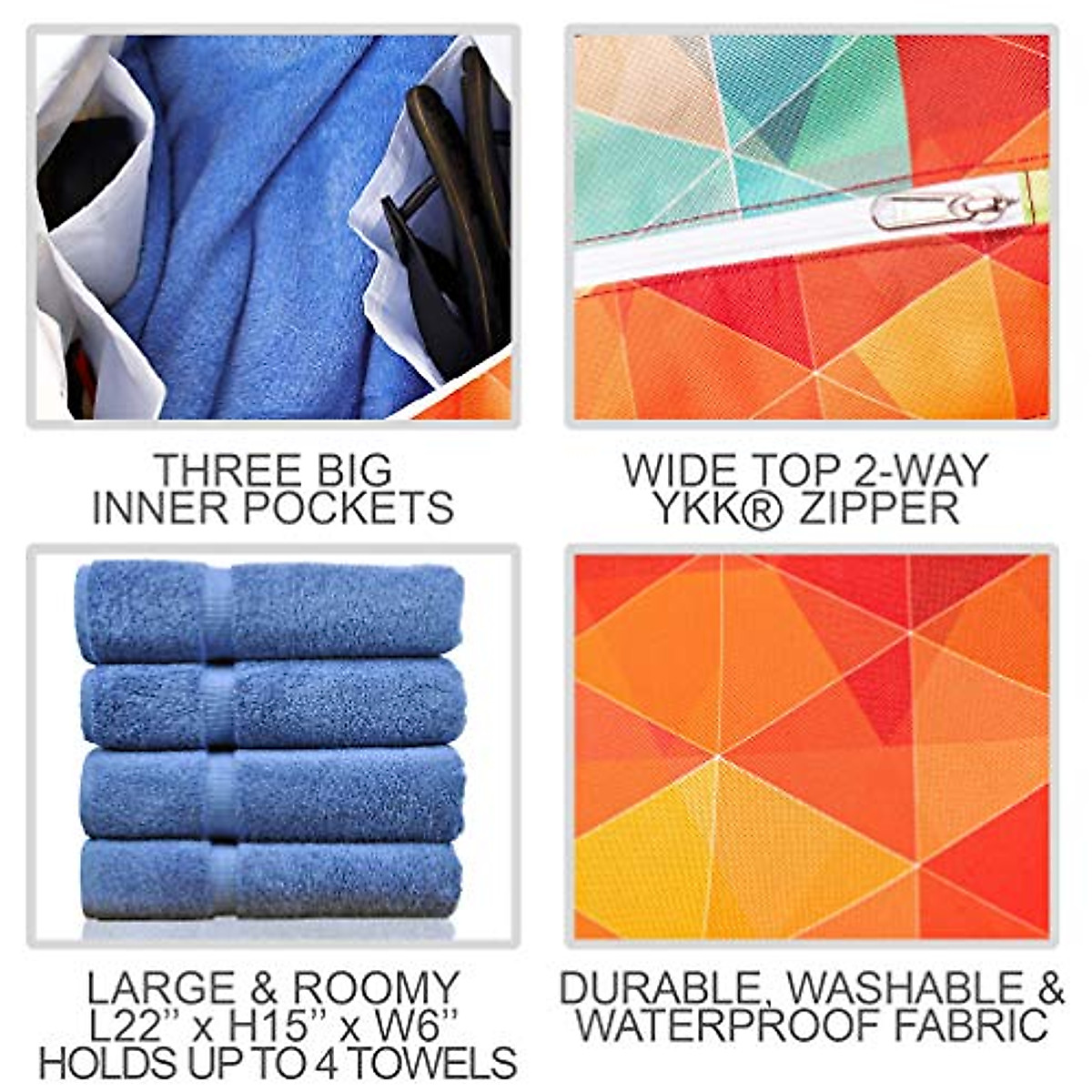 SHYLERO Beach Bag and Pool Bag. Has Airtight Pouch, Key Holder. Beach Tote is Zippered, Waterproof (IP64) - L22xH15xW6