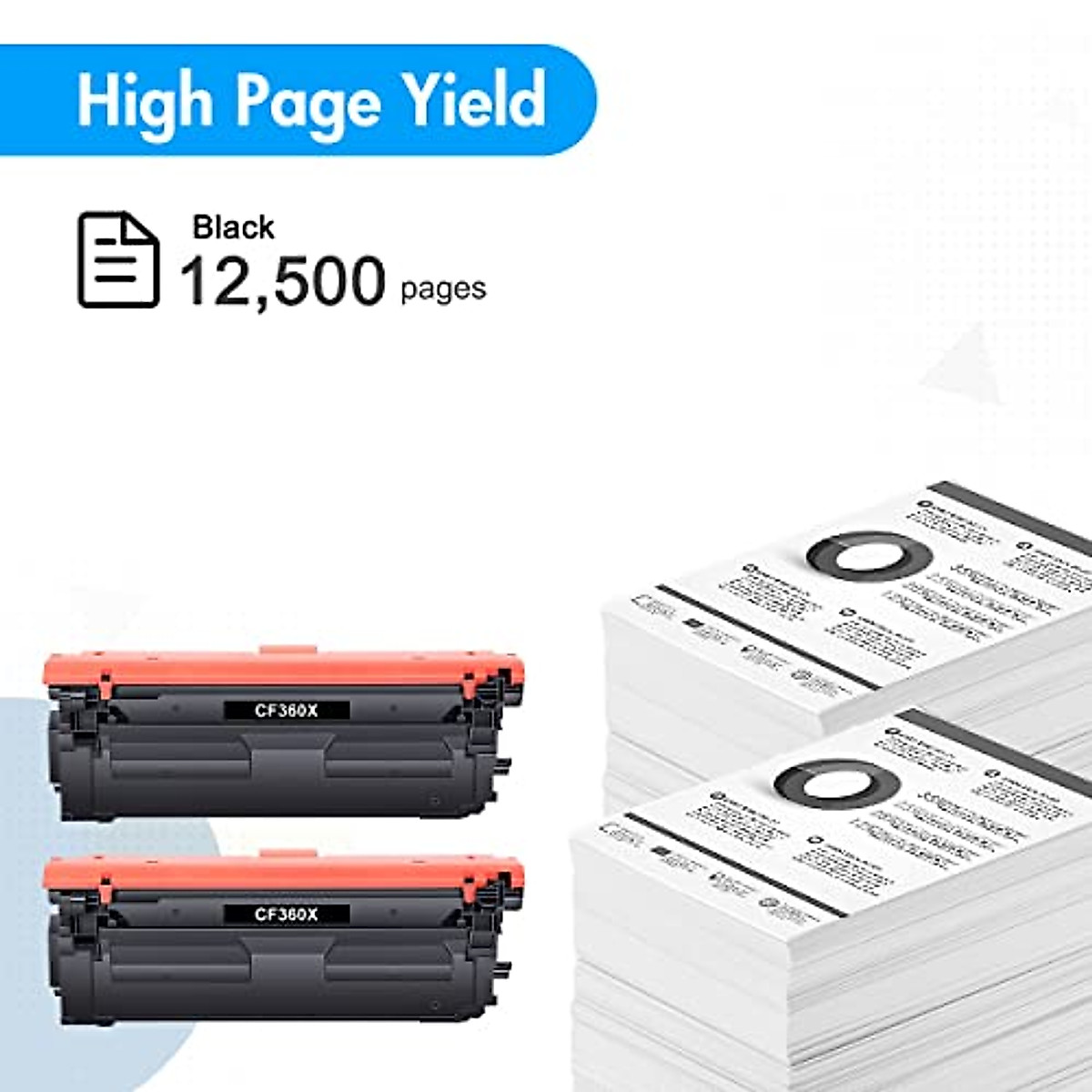 508X 508A Black High Yield Toner 2 Pack: M553 Black Toner Replacement for HP 508X 508A CF360A CF360X Works for HP Color Laserjet Enterprise M553 M552 MFP M577 Series Printer Ink CF360XD