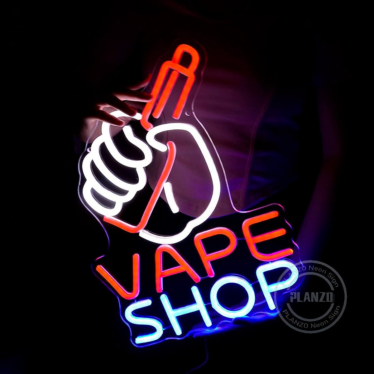Planzo VAPE Shop Neon Sign for Smoke Shop LED Light Up E-cigar Business Store Sign Logo Wall Decor Neon Night Light Birthday Christmas Dad Husband Gift 5V 15.75"