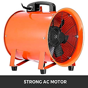 OrangeA Utility Blower Fan 12 Inch 0.7HP 2295 CFM 3300 RPM Portable Ventilator High Velocity Multifunctional Ventilator Fume Extractor (12 Inch)