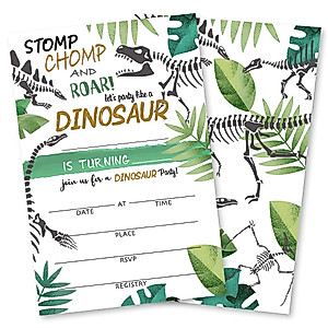 Grace Yonks Dinosaur Birthday Invitation, 20 Invitations and Envelopes, Dinosaur Birthday party Invitations, Birthday Party Supplies.(046-1)