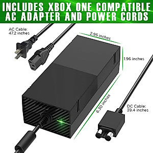 Replacement for Xbox One Power Supply - 2023 USA Version for Xbox 1 Power Cord - Ultra Quiet Successor for Original Xbox 1 Power Supply Brick Charger AC Adapter - 100 - 240V - Output DC 220W 12 Volt
