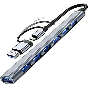 USB Hub 3.0 with 7 Ports, VIENON Aluminium USB C to USB 3.0 Hub for MacBook, Mac Pro/Mini, iMac, Ps4, PS5, Surface Pro,Flash Drive, Samsung