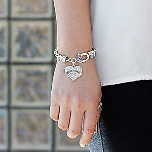 Inspired Silver - Sister in Christ Braided Bracelet for Women - Silver Pave Heart Charm Bracelet with Cubic Zirconia Jewelry