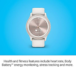 Garmin vivomove Sport, Hybrid Smartwatch, Health and Wellness Features, Touchscreen, White