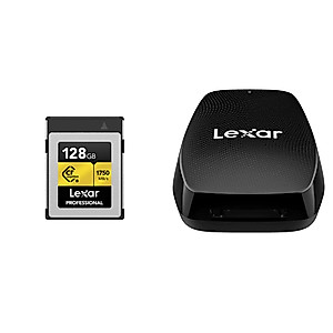 Lexar Professional CFexpress 128GB Type-B Card (LCFX10-128CRBNA) + Lexar Professional CFexpress Type B USB 3.2 Gen 2x2 Reader, Up to 1700MB/s Read, Designed for CFexpress Type B Cards (LRW550U-RNBNU)