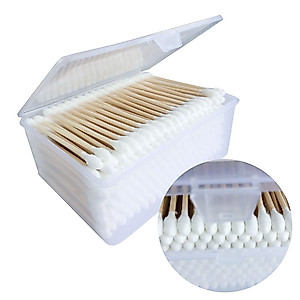Wooden Stick Cotton Swabs(200CTx2) - Double Tipped with Cotton Heads- Sturdy Handle - Multipurpose(400pcs)