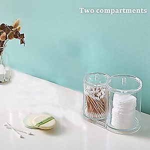 Erliban Cotton Swab Box Holders, 2 in 1 Qtip Holders and Acrylic Cotton Container for Cotton Ball,Cotton Swab,Q-Tips,Cotton Rounds Storage