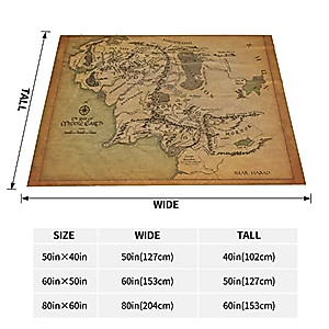 Blanket Middle Vintage Map Flannel Throw Blankets Super Soft Warm Lightweight Fuzzy Blanket for Couch Bed Travel All Season 80"x60"