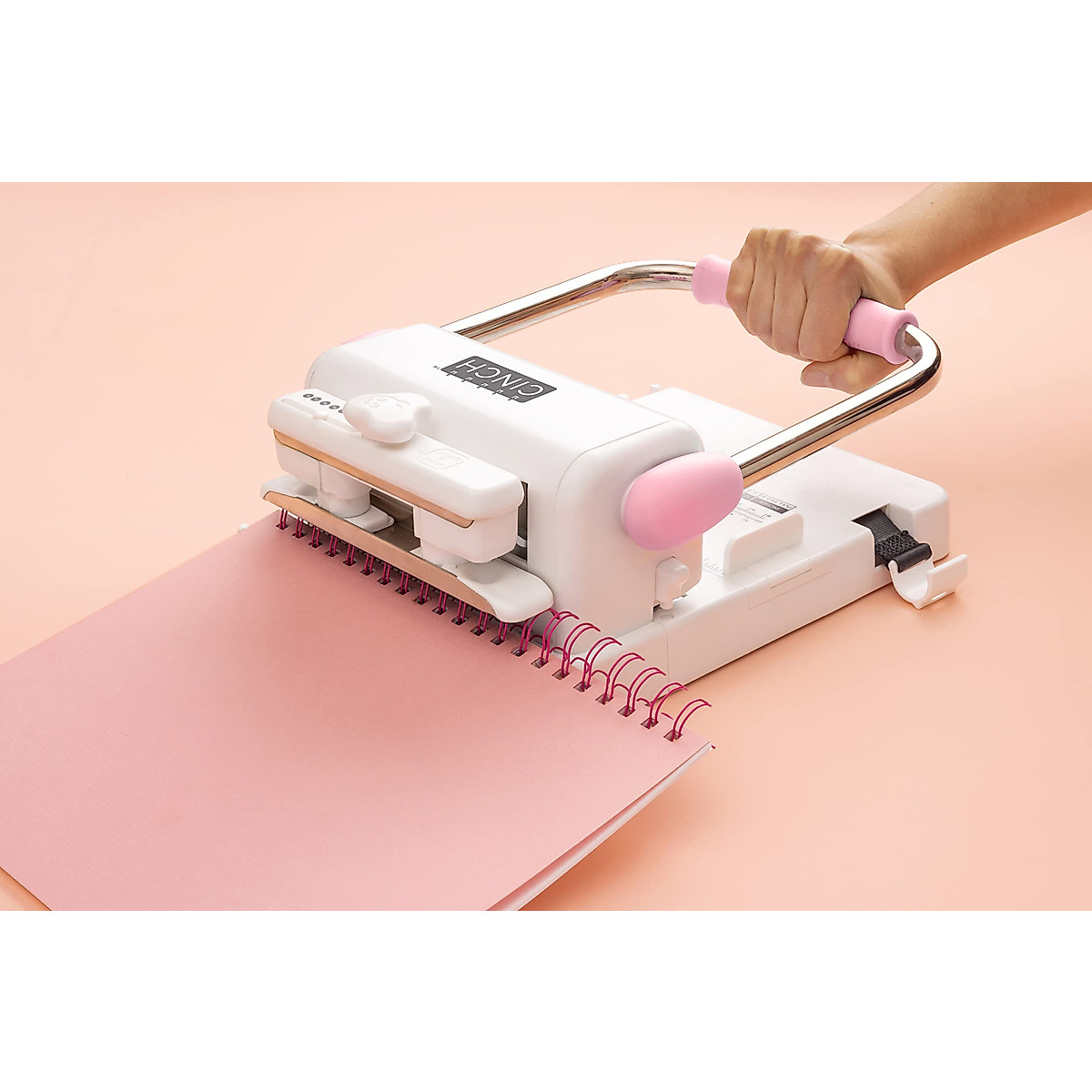 We R Memory Keepers, Cinch Book Binding Machine 2, Pink/White, Easy to Use Design with Slide Ruler, Compatible with Wire or Spiral Coils, Make Professional Books, Notebooks, Calendars and More