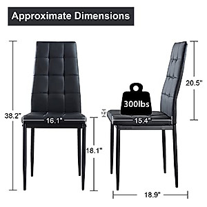 WISOICE Dining Chairs Set of 4, Black Chairs for Dining Room, Kitchen Chairs with Metal Legs and PU Leather Padded Seat High Back