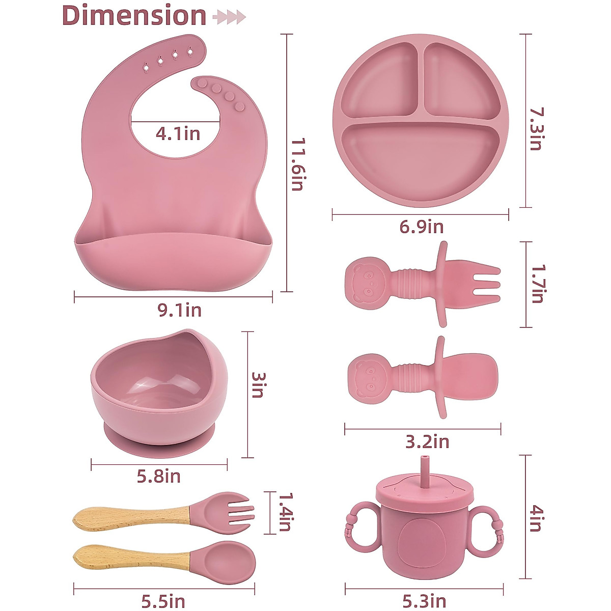 Silicone Baby Feeding Set, 18PCS Baby Led Weaning Supplies, Includes Baby Suction Bowls and Plates, Silicone Baby Bibs, Silicone Baby Cup, Silicone Baby Spoons and Forks (Beige & Olive-green)