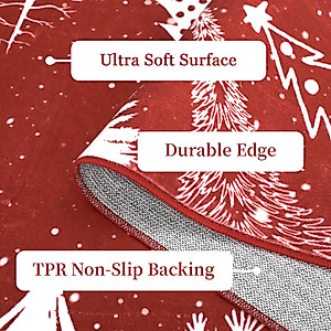 CAREMEE Christmas Rug Runner Rug 2x6 Washable Rug Non Slip Kitchen Rugs Bedroom Decor Soft Throw Rugs Stain Resistant Carpet for Bedroom Laundry Hallway Runner Red 2'x6'