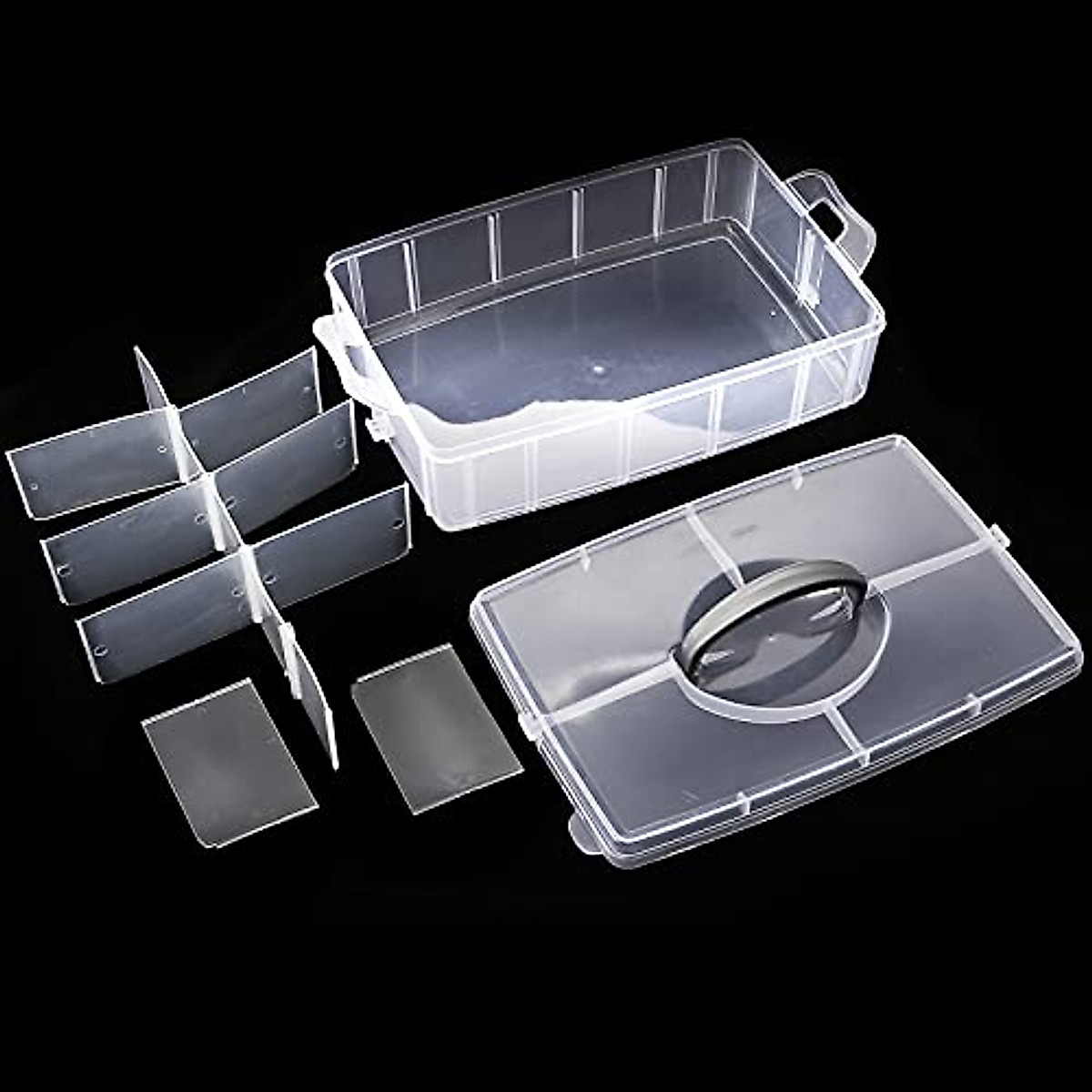 ZEAYEA 6 Layer Stackable Storage Container with 60 Adjustable Compartments, Plastic Beads Organizer Box, Arts Crafts Storage Organizer for Beauty Supplies, Nail Polish, Jewelry, Sewing Accessories