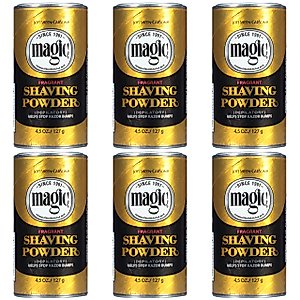 SoftSheen-Carson Magic Razorless Shaving for Men, Hair Removal Shave Powder, Helps Stop Razor Bumps Ingrown Hair, Fragrant, 6 Pack Magic Shave Gold 27 oz