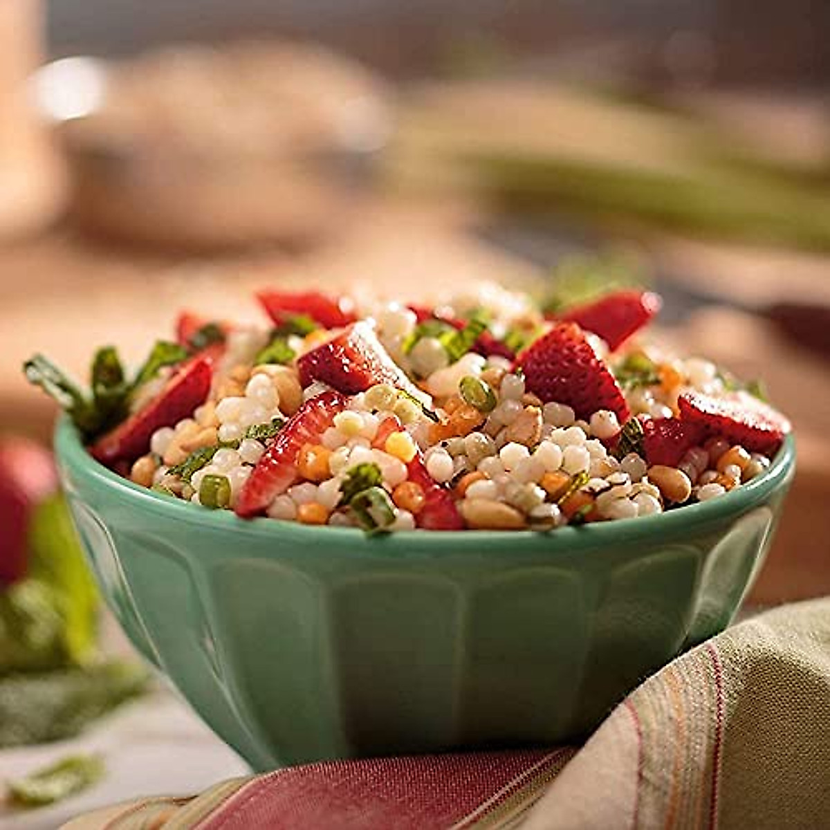 RiceSelect Tri-Color Pearl Couscous, Toasted Israeli-Style Pasta, Spinach and Paprika Flavored, 24.5 Ounce Jar (Pack of 1)