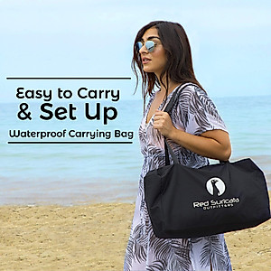 Red Suricata Family Beach Tent & Beach Canopy & 2 Beverage Holders Bundle - UPF50 UV Sun Shade Shelter (Medium, Orange)