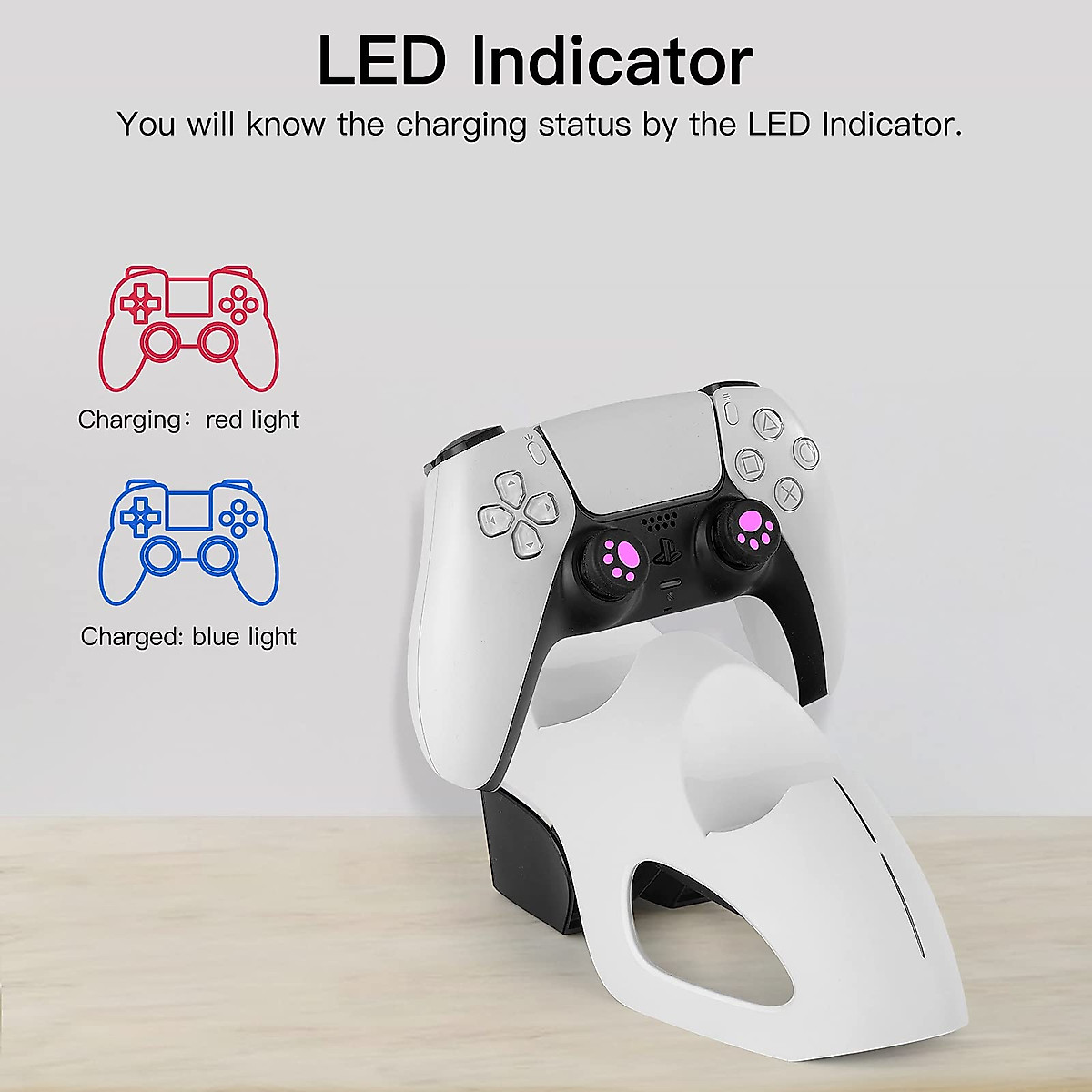 KINVOCA PS5 Charging Station, Playstation 5 PS5 Controller Charger Station and Fast Charging Dock for Dual Playstation 5 Controllers with LED Indicators