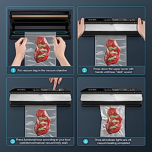 ALACRIS Vacuum Sealer Machine, 5 in 1 Automatic Food Saver with Detachable Cutter, 7mm Sealing Strip & Dual Pumps, Compact and Easy to Clean for Food Preservation (with 15 sealer bags)