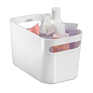 iDesign Una BPA-Free Plastic Storage Bin With Handles, 10" x 6" x 6", White