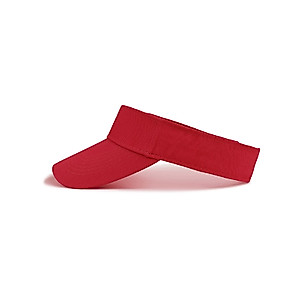 Womens Visor Hats Unisex Sun Visor Cotton Twill Adjustable Sun Caps Summer UV Protection Hat for Sports Red One Size