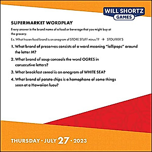 Will Shortz Games: Brain Twisters 2023 Day-to-Day Calendar: Fun Daily Word Teasers