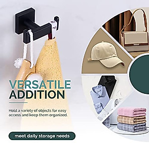 Angle Simple Double Towel Hook Matte Black, SUS304 Stainless Steel Bathroom Robe Holder, Shower Towel Hanger Wall Mounted