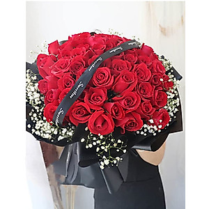 XICHEN 20 Sheets/Korean style waterproof Colors Flower Wrapping Paper,Florist Bouquet Paper,DIY Crafts,gift wrapping paper ouya paper58 x 58cm/22.8x 22.8 inch (Black)