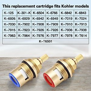 Ceramic Valve for Kohler 1000187, 3/4" Ceramic Cartridge Counterclockwise Close, Faucet Cartridges Replacement Assembly, Fits for Kohler Bath Faucet