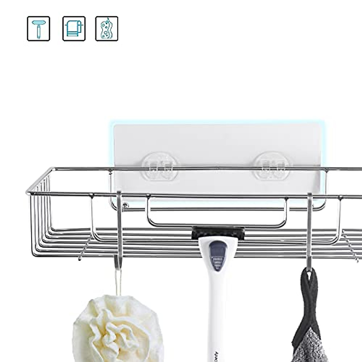 YSJHHJLL Shower Caddy, Shower Organizer, Shower Shelf, Bathroom Organizer, Shower Organizer Hanging, Adhesive Wall Mounted Shower Shelves, No Drilling, No Rust, Never Collapse, for Bathroom Storage ( 2 pack).