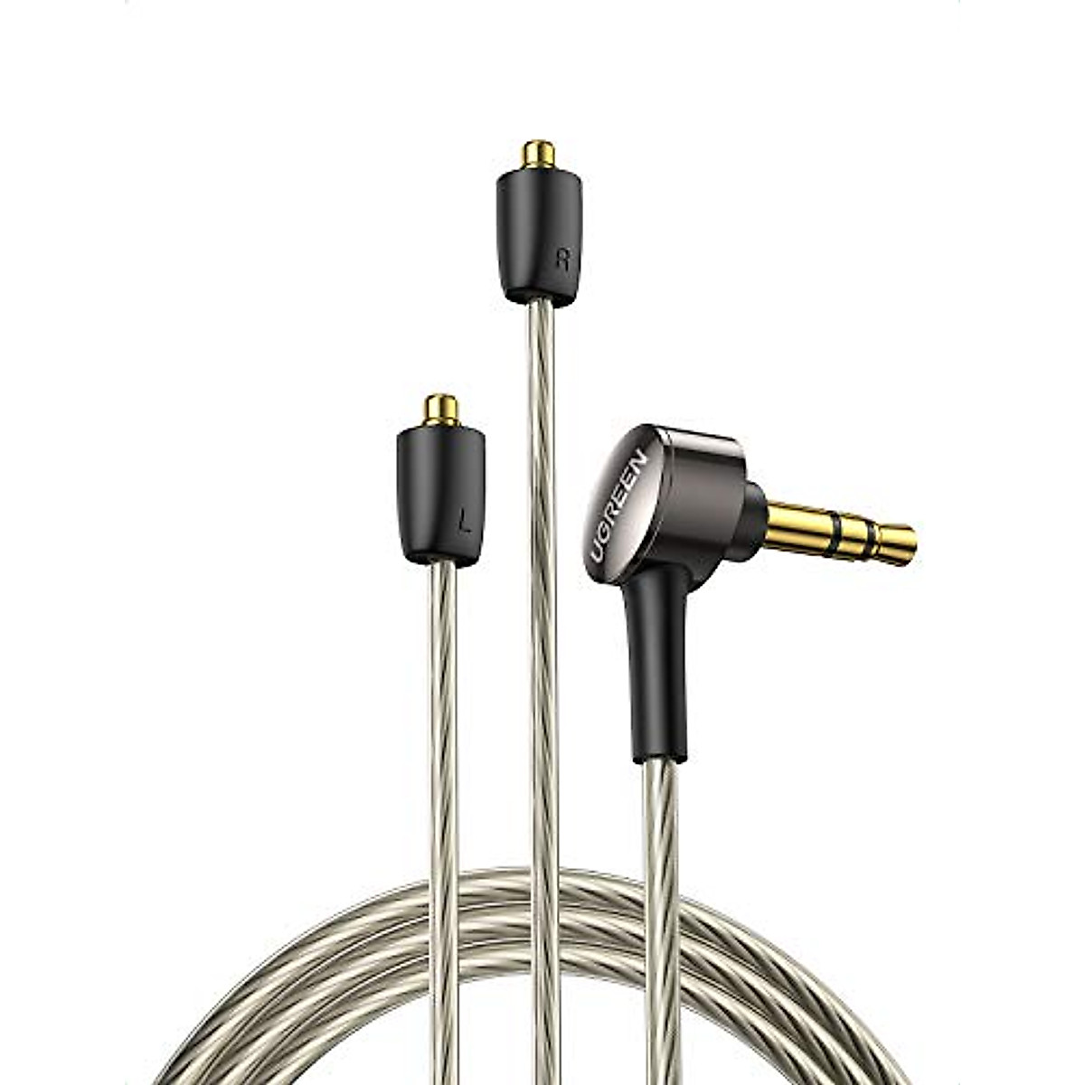 UGREEN MMCX Cable 8 Core 3.5mm to Dual MMCX Audio Cable, Silver Plated Earphone Replacement Cable HiFi Sound Audio Jack Compatible with Shure SE215 SE315 TIN Audio T2 T3, 4FT (MMCX 3.5mm)