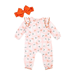 Mud Pie Baby Girl Halloween Ghost Bodysuit and Headband Set, Pink, 9-12M