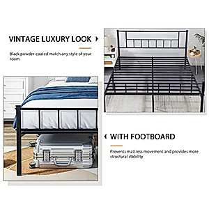 Haiput Wam King Metal Bed Frames with Headboard, Metal Platform Bed Frame King Noise-Free, Farmhouse Bed Frame No Box Spring Needed, Easy Assembly,King