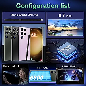 VSMOX S23Ultra Smartphones 5G SIM Free Unlocked, 6.7in HD Display Mobile Phones with Built-in Pen, 8GB 256GB, Android 13, 32MP 64MP, 6800mAh, Dual SIM, 10W Charger,Army Green-8GB~256GB