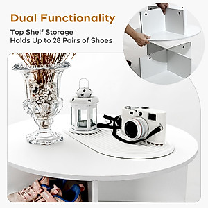 Brafab 7-Tier Rotating Shoe Rack Tower, 360-Degree Spinning Shoe Display Carousel, Revolving Vertical Shoe Shelf and Handbag Organizer Shelves for Closet Furniture, Round Lazy Susan Shoes Storage