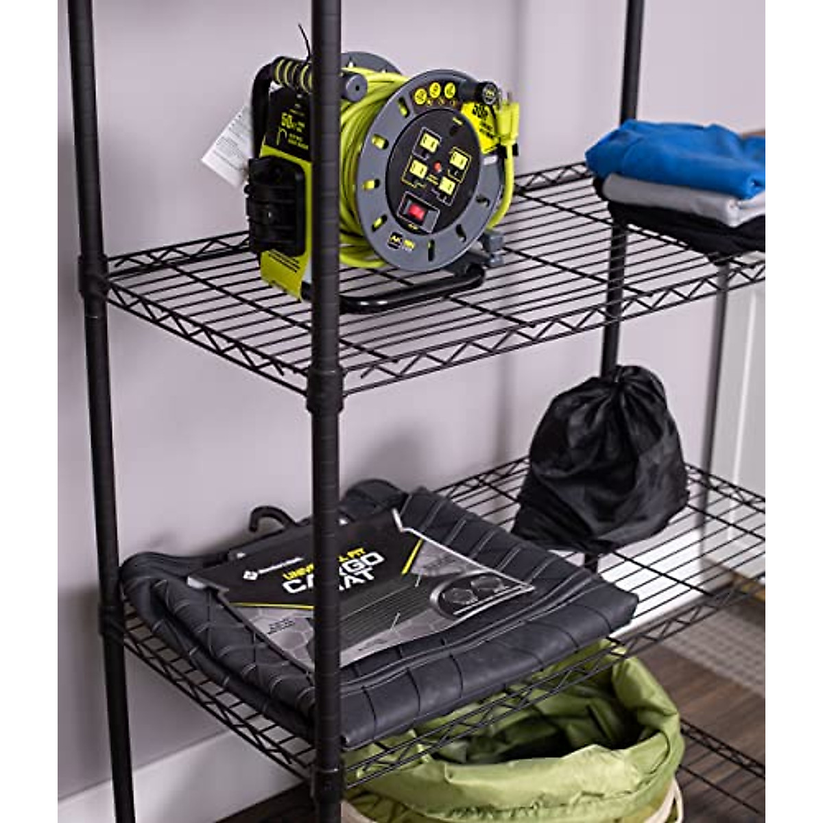 BIRDROCK HOME 5-Tier Wire Shelving, Flat Black, Heavy Duty Shelf, Wide Adjustable Rack Unit, Kitchen Storage