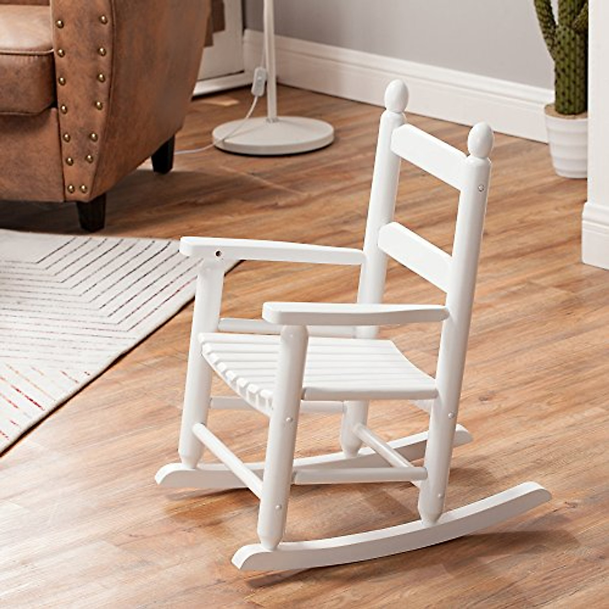 BplusZ Rocking Kid's Chair Wooden Child Toddler Patio Rocker Classic Ages 3-6 White, Indoor