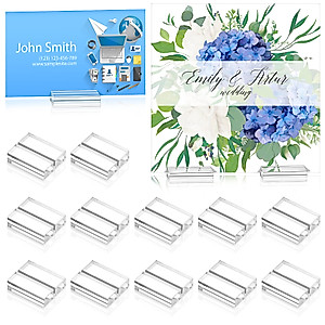 Acrylic Place Card Holders 1.2 Inch Name Card Holder Stands Clear Table Number Stands Wedding Sign Holders Card Display Stand for Table Wedding Photos Office Menu Meeting (12 Pieces)