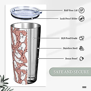 White Rats Stainless Steel Tumbler With Lid And Straw 20oz Insulated Coffee Mug & Tea Cup Travel Coffee Mug Car Thermos Cup