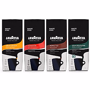 Lavazza Classico, Gran Aroma, Gran Selezione & Perfetto Ground Coffee (Pack of 4)