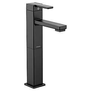 Moen 90 Degree Matte Black One-Handle Single Hole Vessel Sink Modern Bathroom Faucet, S6712BL